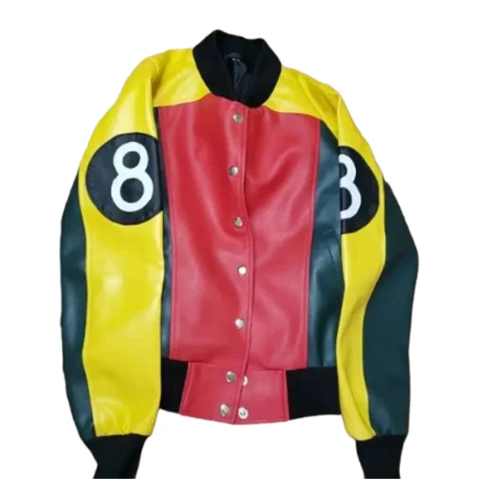 Women’s Seinfeld Eight Ball Multi Color Real Leather Jacket 2025